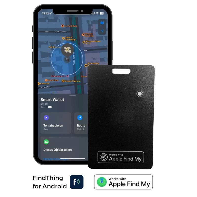 GPS Tracker Karte für IOS/Android ohne SIM für Portemonnaie | ESSENTIALBAG