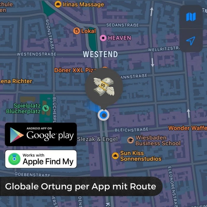 GPS Tracker Karte für IOS/Android ohne SIM für Portemonnaie | ESSENTIALBAG